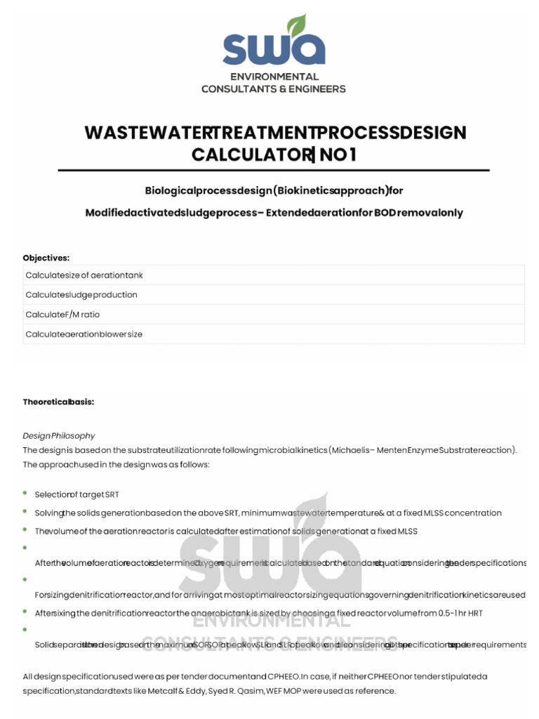 STP design calculations_SWA Enviro (1) | PDF
