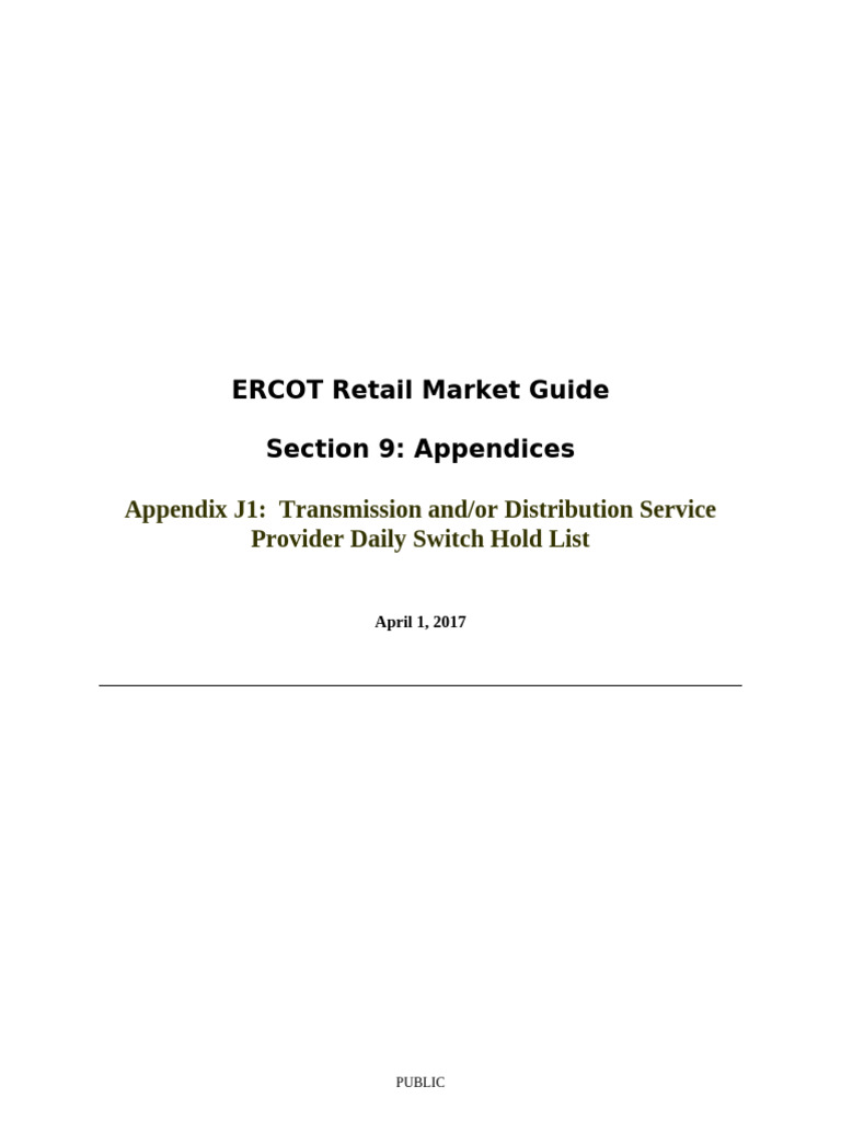 ERCOT Retail Market Guide Section 9: Appendices | PDF