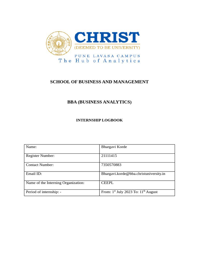 Internship Logbook | PDF