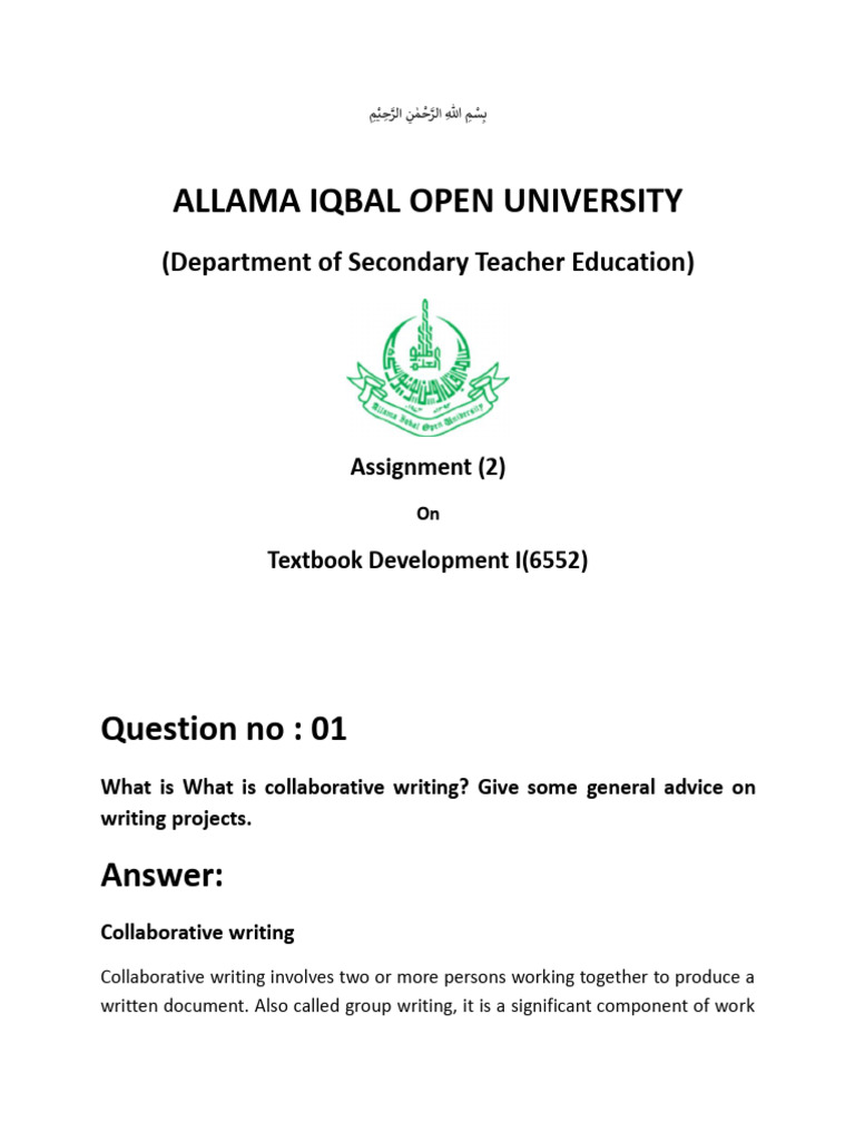 Textbook Development I (6552) NO 2 SHARE | PDF | Educational Technology ...