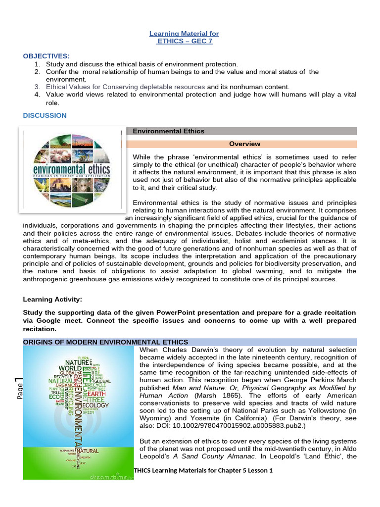 Environmental Ethics Final | PDF | Sustainability | Environmental Ethics