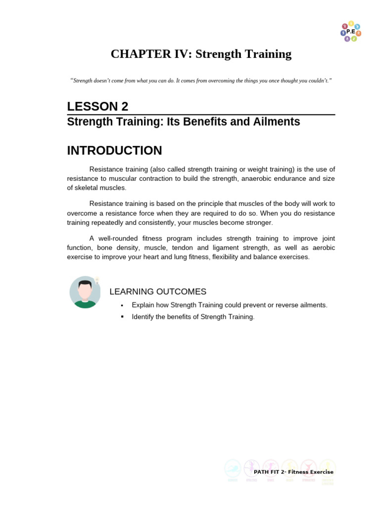 Lesson 2: CHAPTER IV: Strength Training | PDF | Strength Training | Physical Fitness