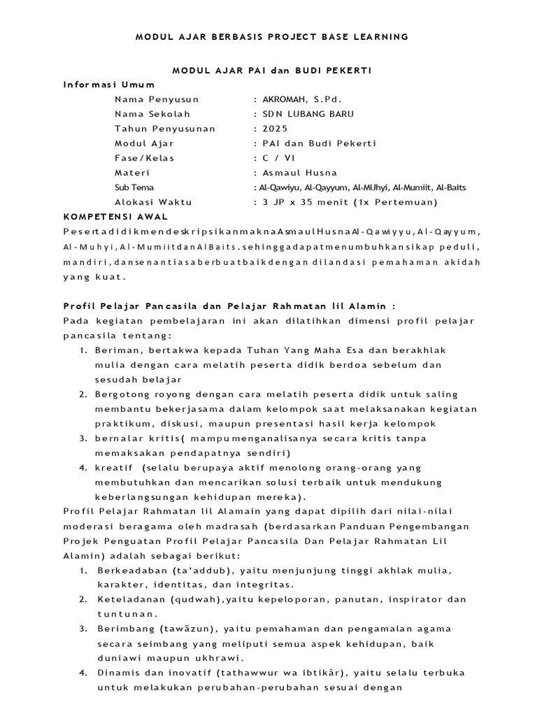 MODUL PJBL (1) | PDF