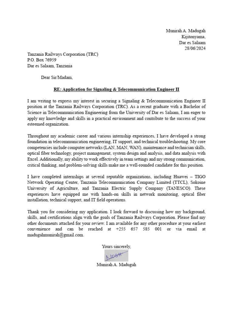 Application for Telecommunication Engineer II | PDF