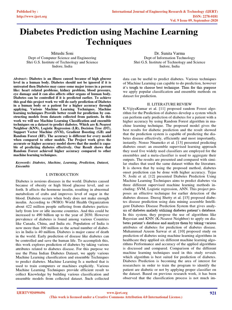 Diabetes Prediction with Machine Learning | PDF | Support Vector ...