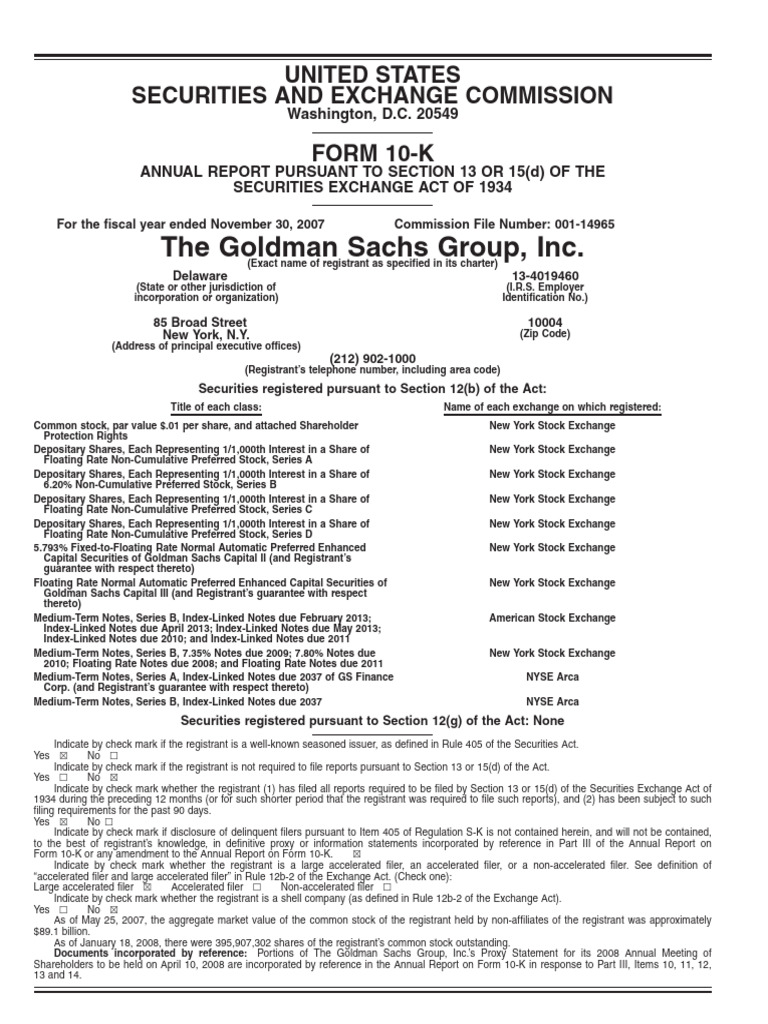 2007 Form 10 K File | PDF | Securities (Finance) | Investment Banking