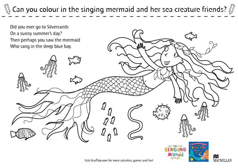 Can You Colour in The Singing Mermaid and Her Sea Creature Friends? | PDF