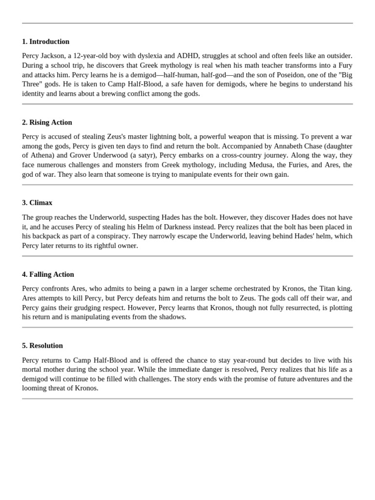 PERCY JACKSON PLOT | PDF