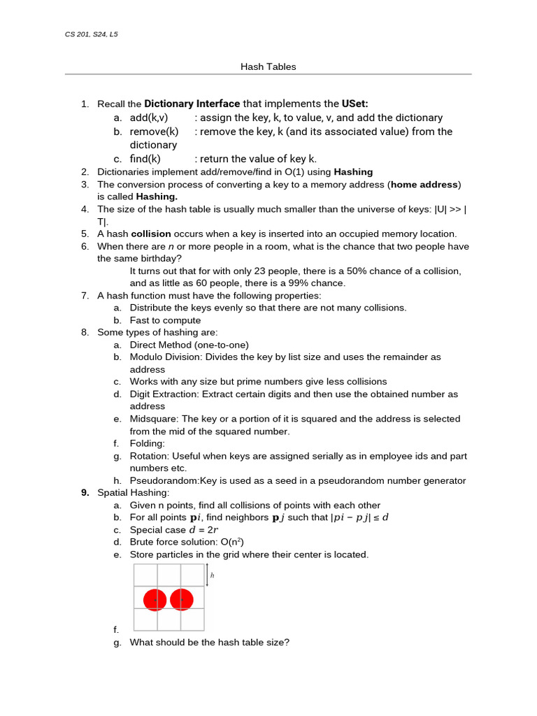 Cs 201 S24 L5 Hash Tables Pdf Computer Data Computer Science
