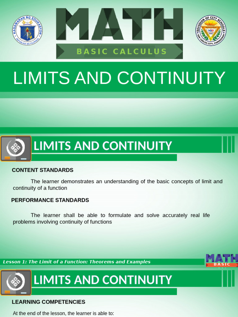 Lesson 1 Limits of a Function Rev1 | PDF | Function (Mathematics) | Continuous Function