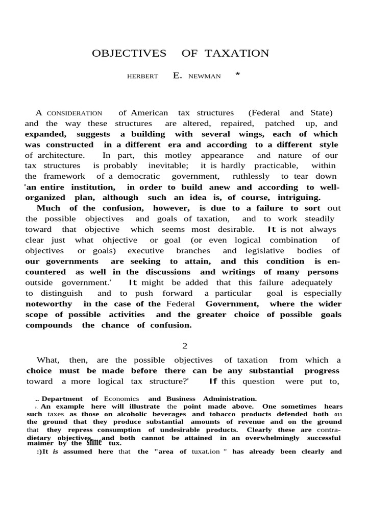 Objectives of Taxation Explained | PDF | Taxes | Government Budget Balance