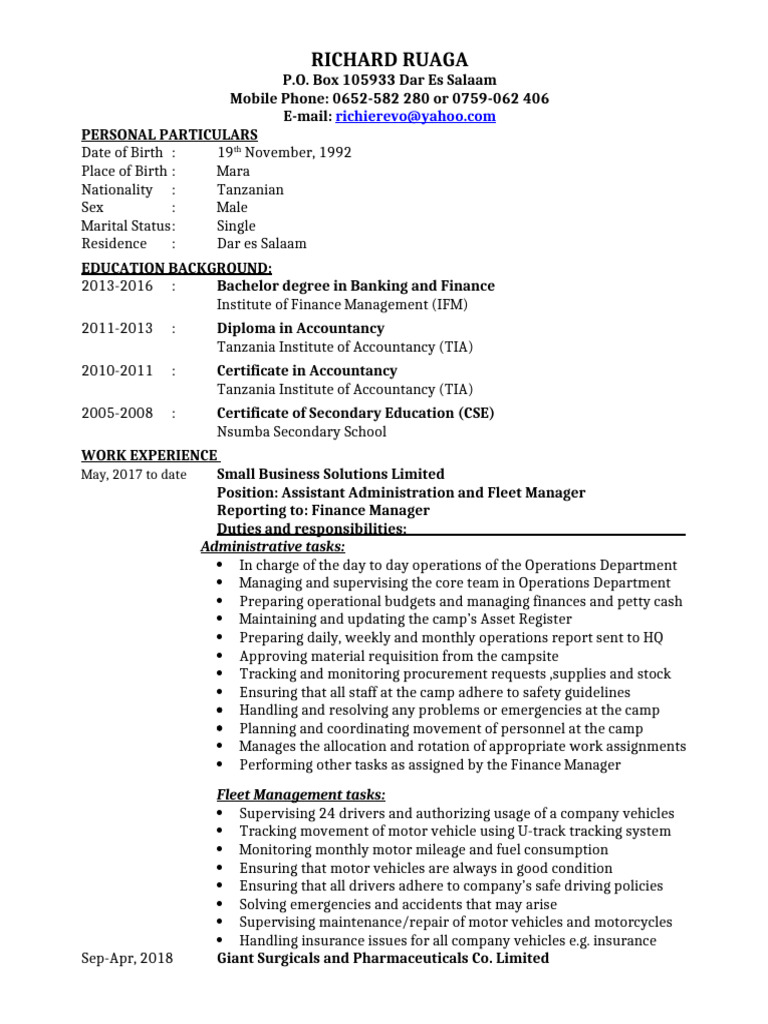 Richard Ruaga CV | PDF | Banks | Receipt