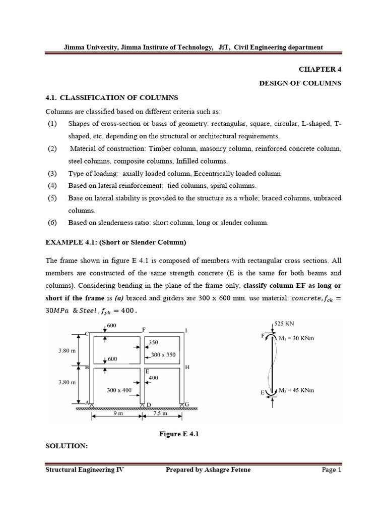 Chapter 4 Design of Column | PDF | Column | Structural Engineering