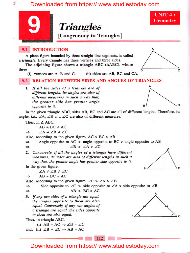 Class 9 Triangles Study Resources | PDF