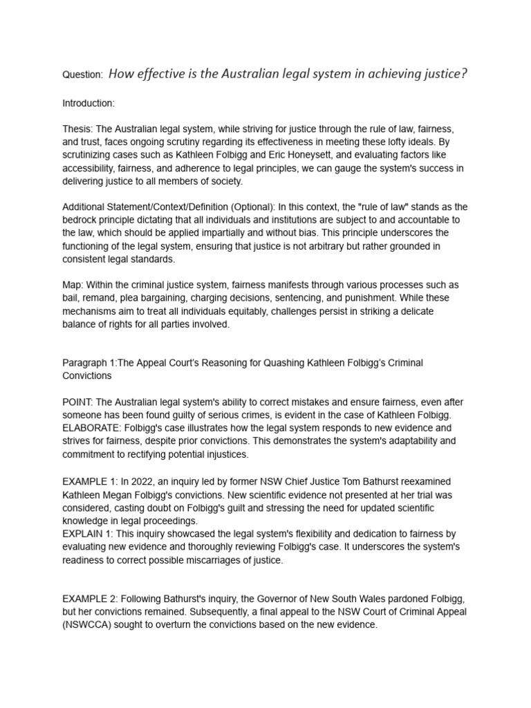 Effectiveness of Australia's Legal System | PDF | Miscarriage Of ...