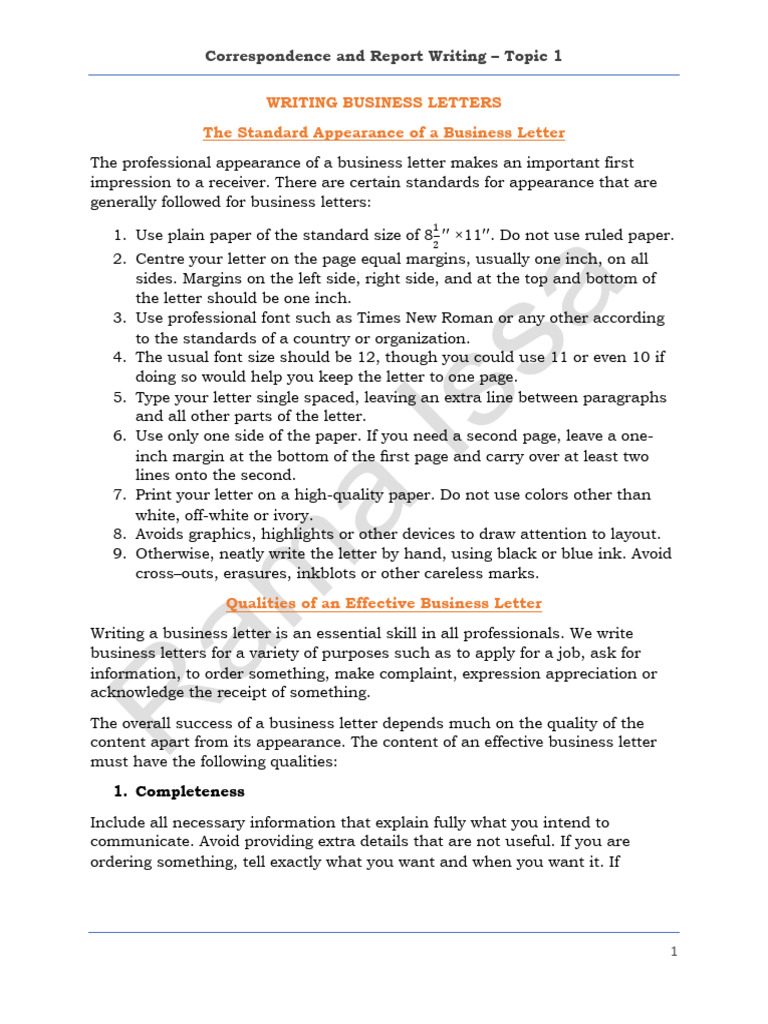 Business Letter Writing Guidelines | PDF