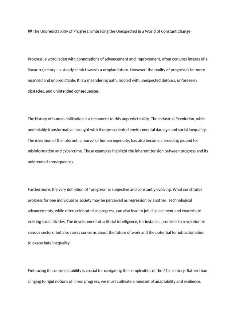 Embrace Change: Progress Unpredictability | PDF | Critical Thinking