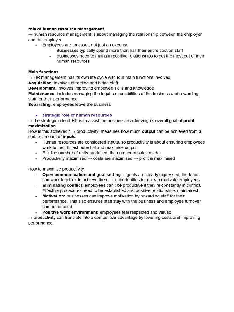 HUMAN RESOURCES - Business Studies | PDF | Employment | Outsourcing