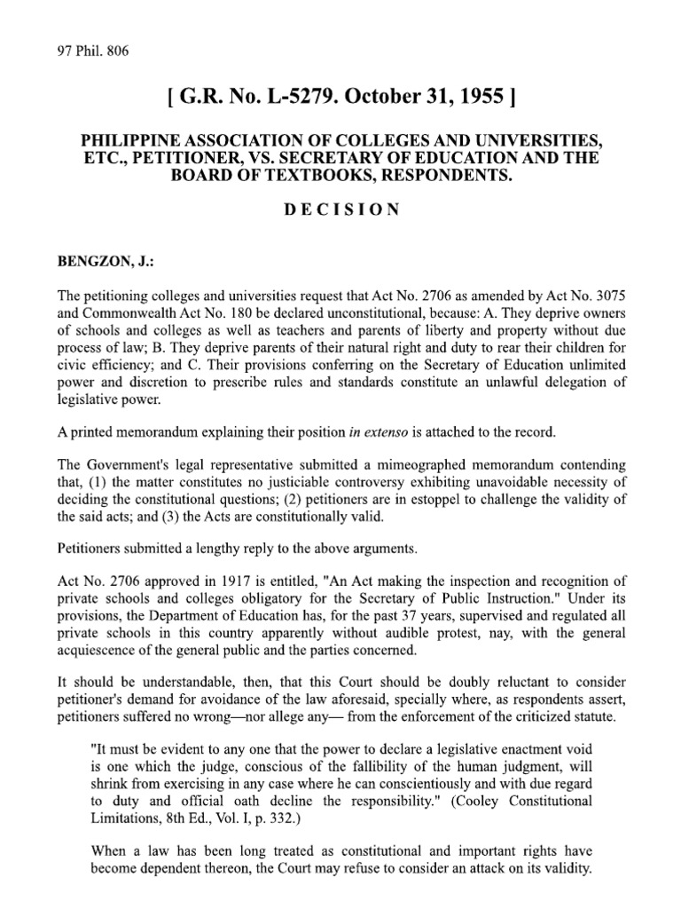 PACU Vs Secretary of Education | PDF