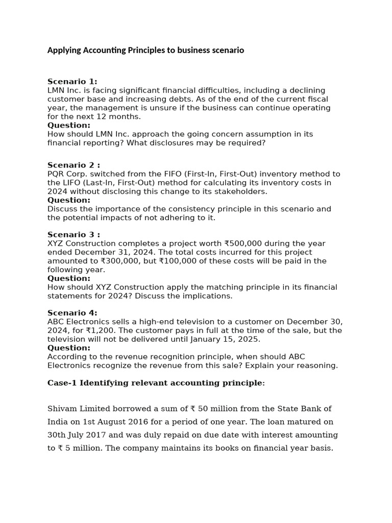 Applying Accounting Principles To Business Scenario | PDF | Business ...
