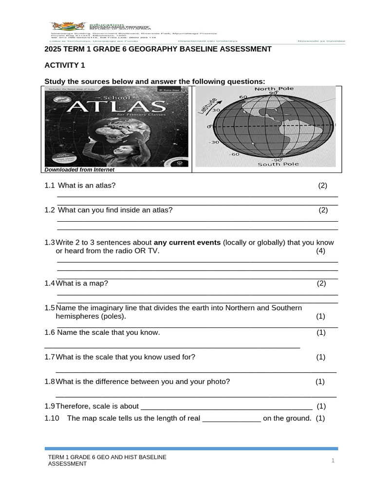 2025 TERM 1 GRADE 6 BASELINE ASSESSMENT | PDF | Earth Sciences ...