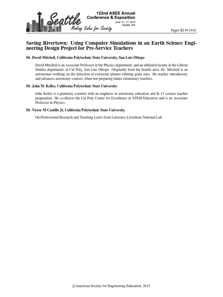 Saving Rivertown: Earth Science Simulations | PDF | Erosion | Simulation