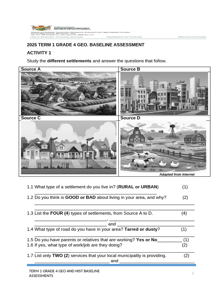 2025 TERM 1 GRADE 4 BASELINE ASSESSMENTS | PDF
