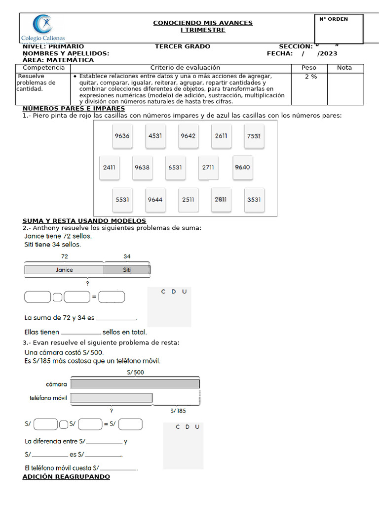 Avances en Matemáticas Tercer Grado | PDF | Sustracción | Matemáticas