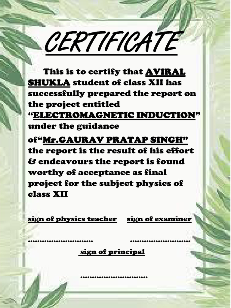 Physics Certificate | PDF