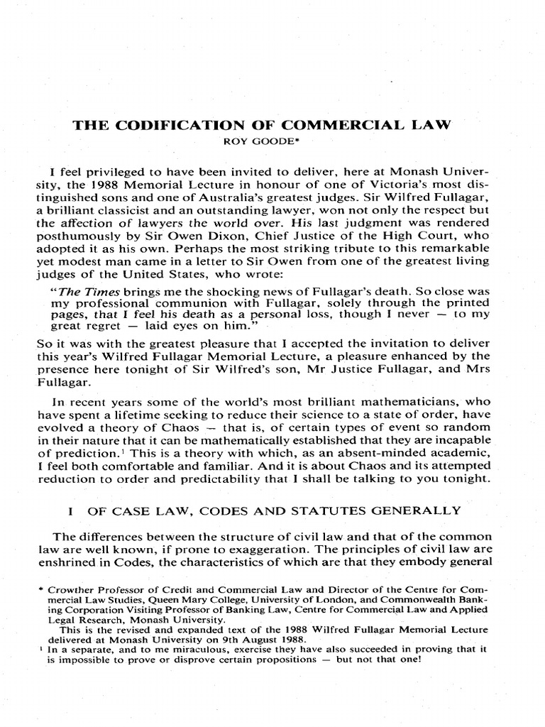 Codifying Commercial Law: Key Insights | PDF | Common Law | Security ...