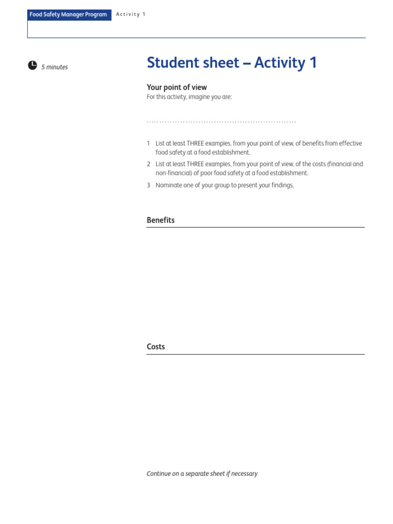 Student Activity Sheets | PDF | Foodborne Illness