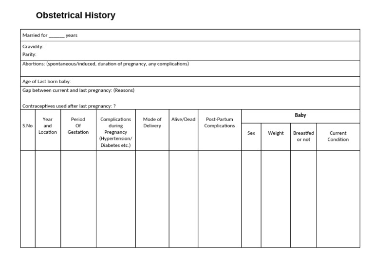 Obstetrical History Table Final | PDF