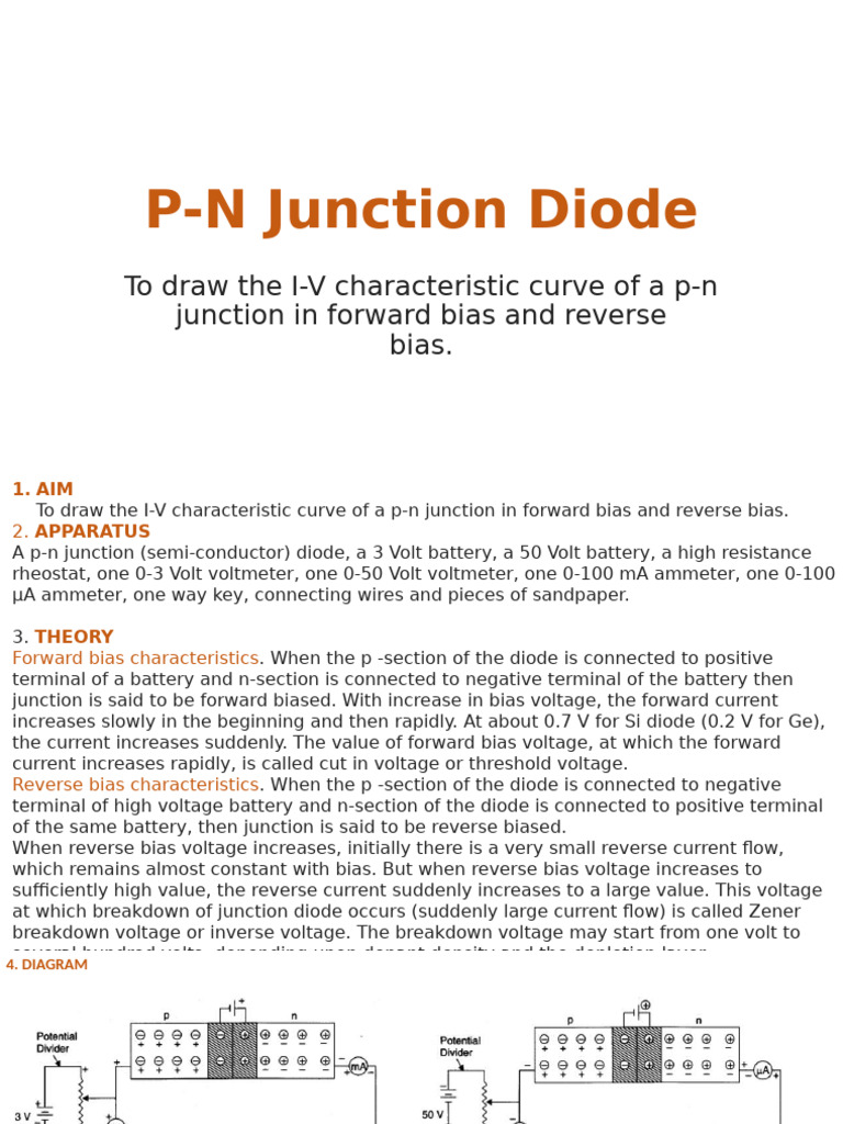 PN Junction Diode Experiment Guide | PDF | P–N Junction | Diode