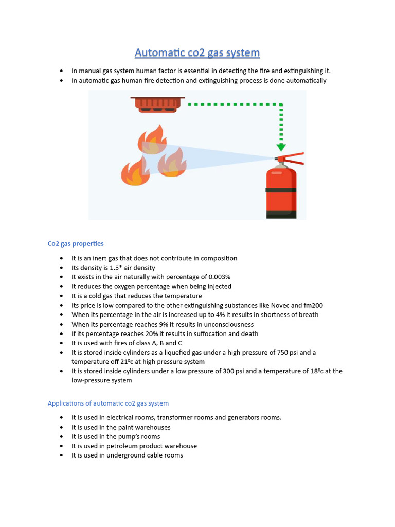 Automatic CO2 Fire Suppression System | PDF | Carbon Dioxide | Gases