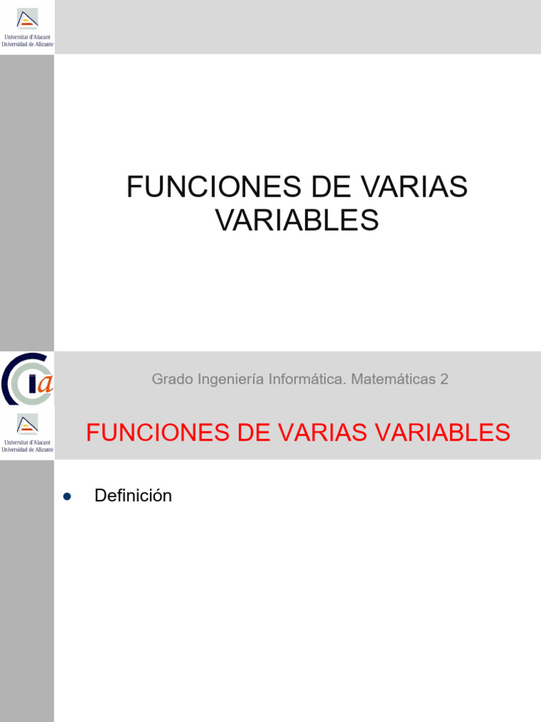 T1-Funciones Varias Variables | PDF | Función (Matemáticas) | Curva
