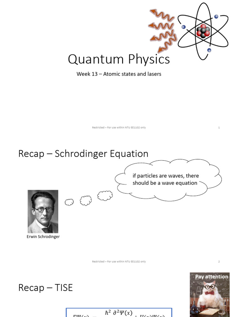 Quantum Physics Lecture Week 13_2024 | PDF | Laser | Electron Configuration
