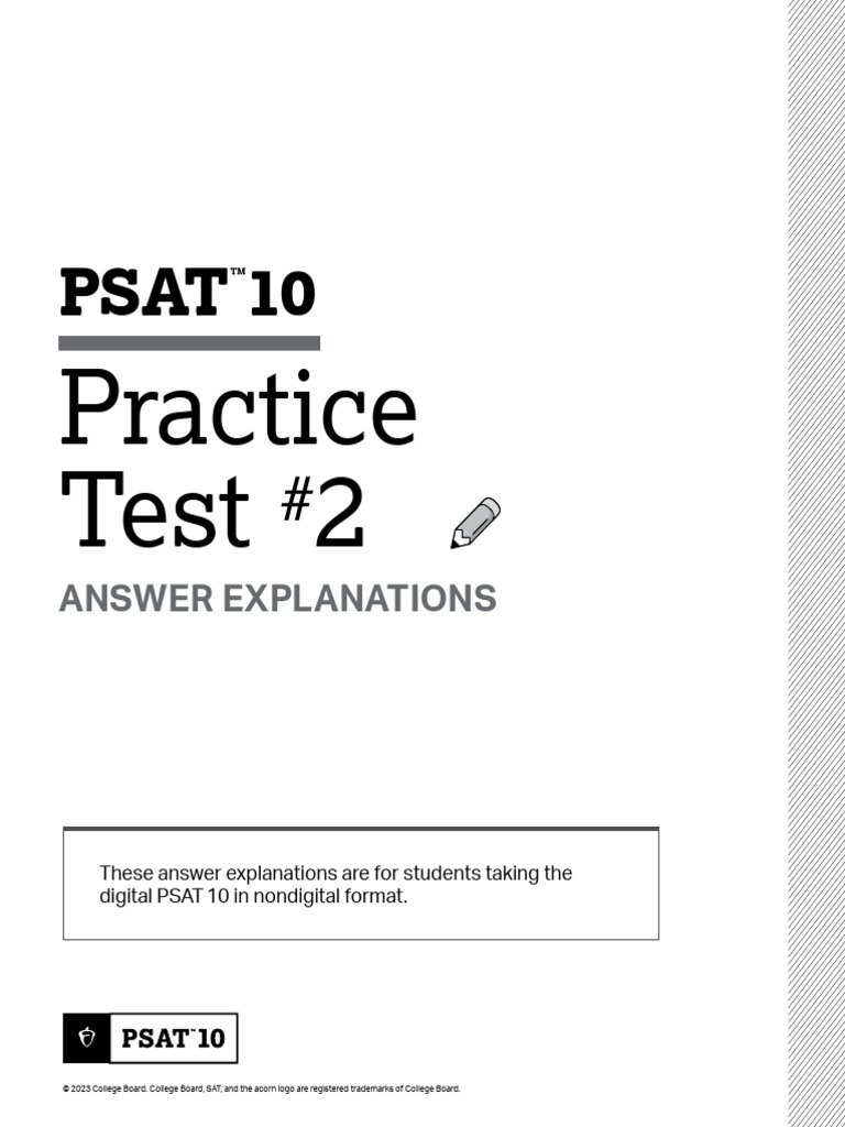 Psat 10 Practice Test 2 Answer Explanations | PDF | Verb | Photovoltaics
