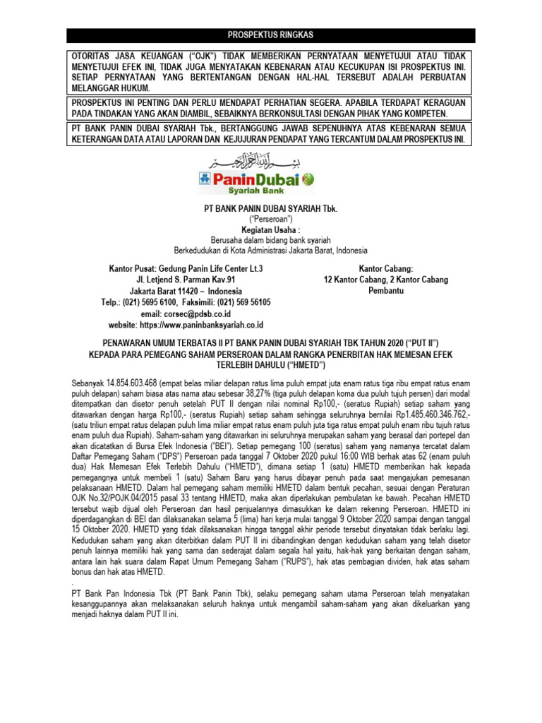 Prospektus ringkas 2020 | PDF