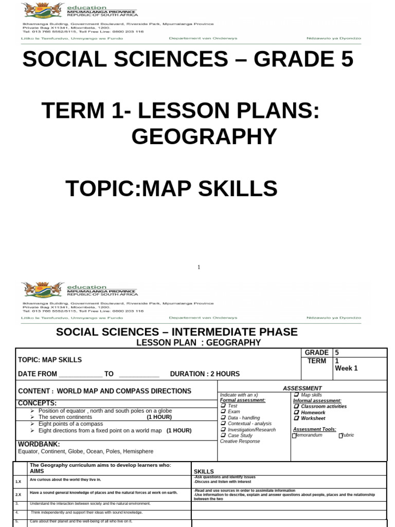 GRADE 5 GEOGRAPHY SS LESSON PLANS-1(1)(1) | PDF | Southern Africa ...