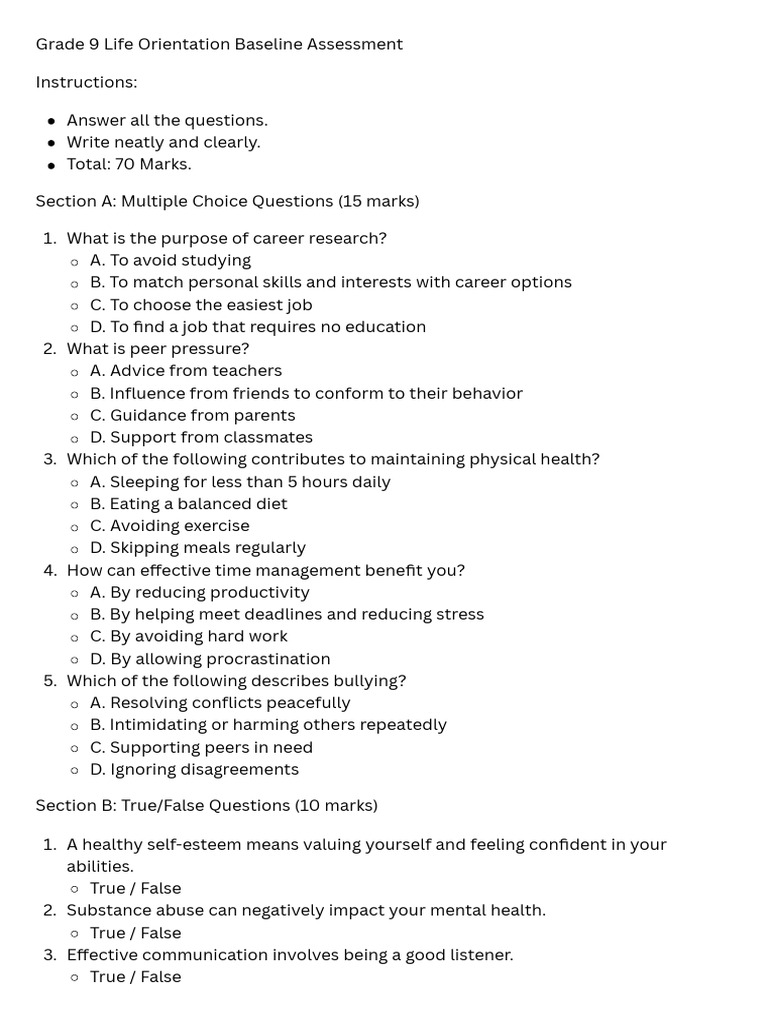 Grade 9 Life Orientation Term 4 Exam Guide | PDF | Bullying | Behavior ...