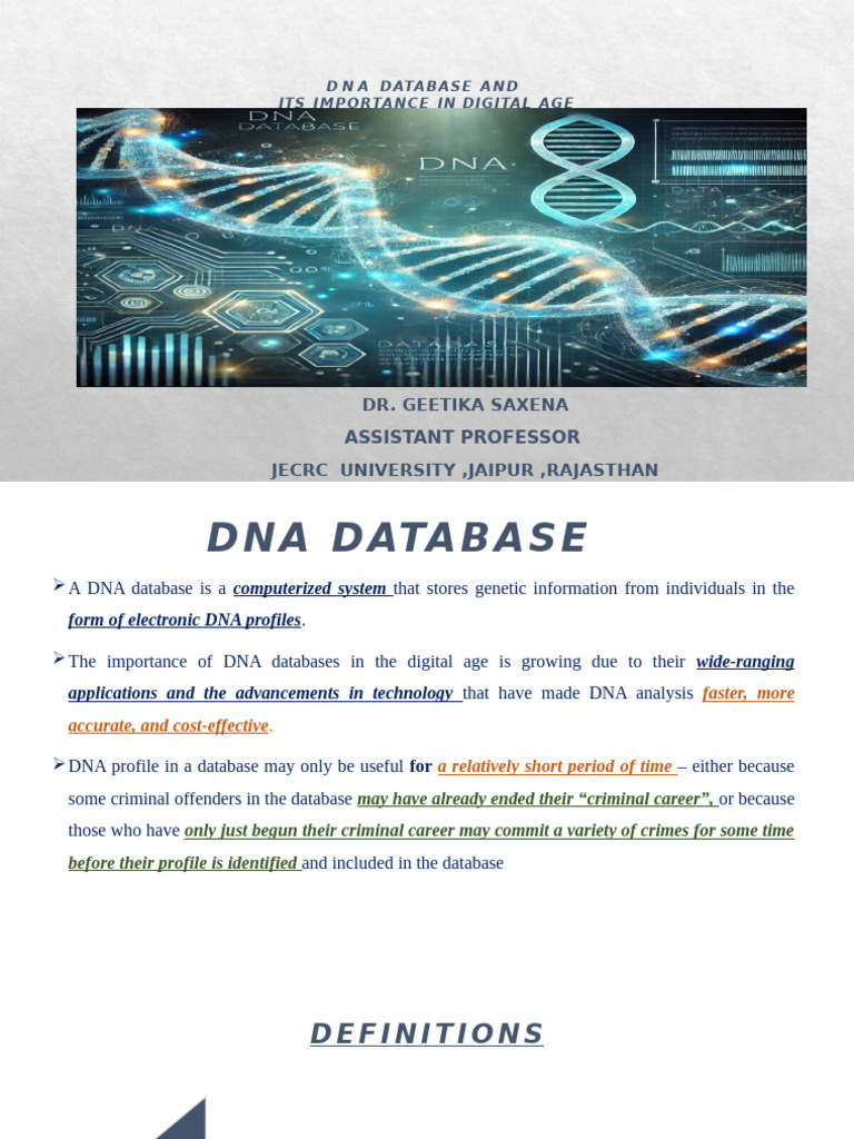 DNA Database and Its Importance in Digital Age | PDF | Dna Profiling | Microsatellite