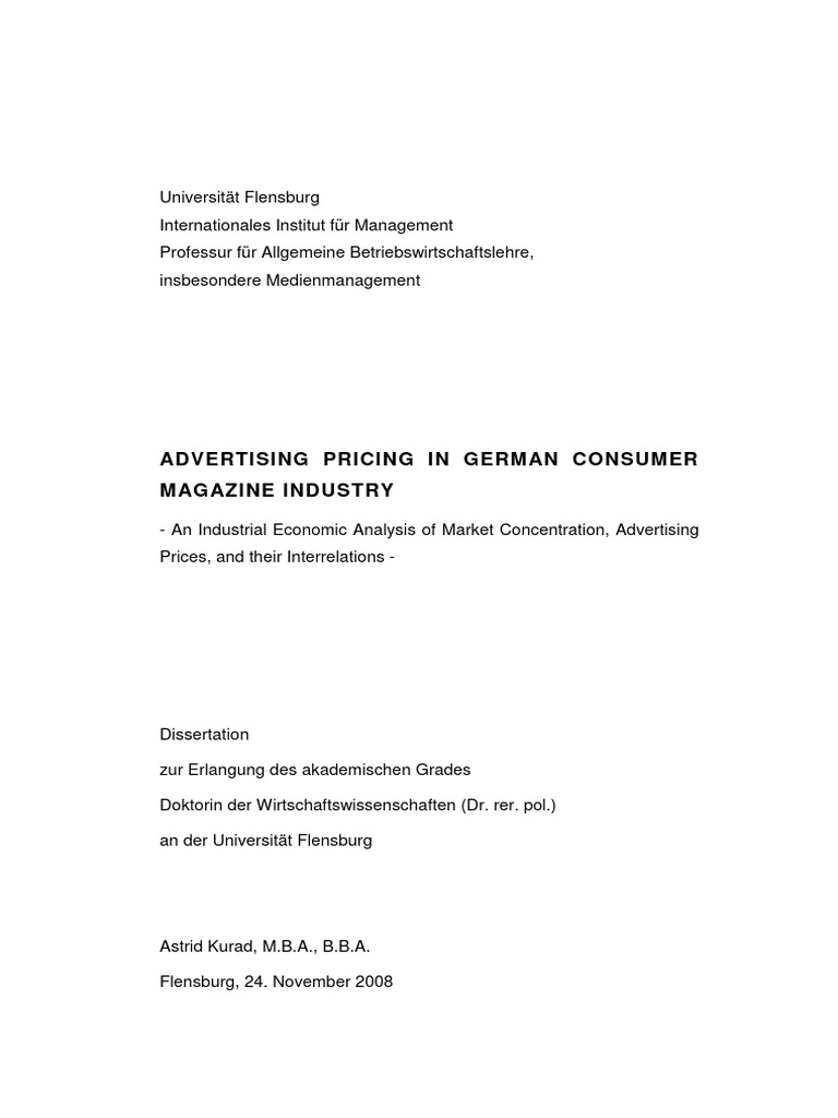 Advertising Princing in German Consumer Magazine Industry | PDF ...
