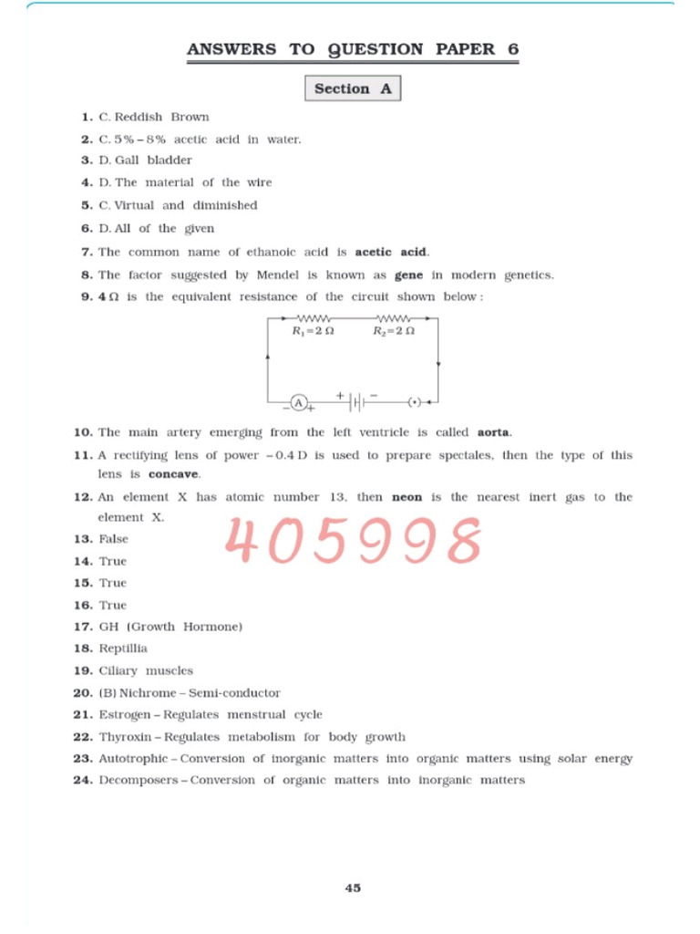 Science Paper 6 Solutions | PDF
