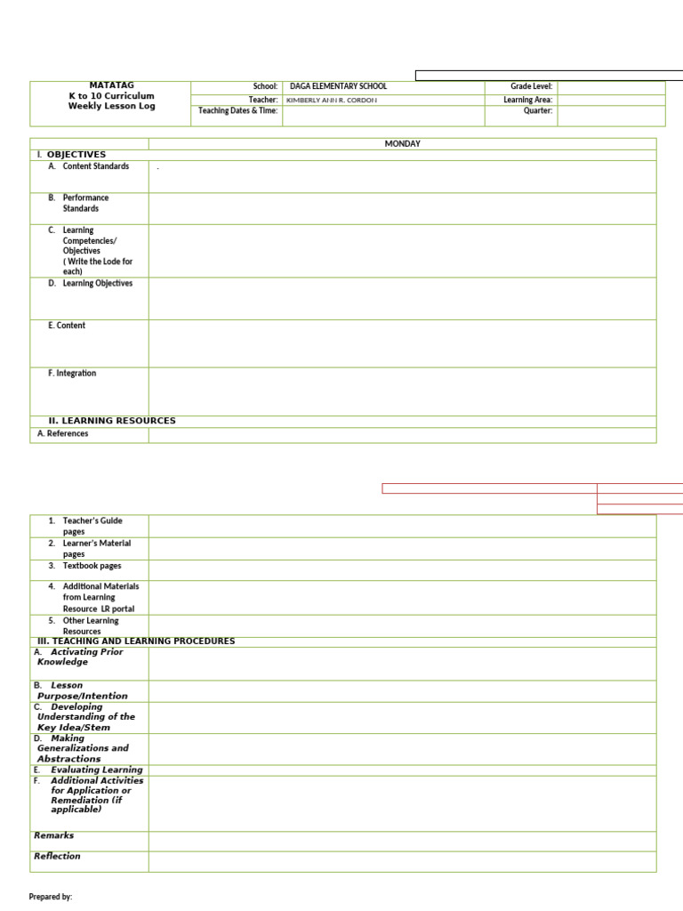 Matatag Lesson Plan Template. by DAY | PDF