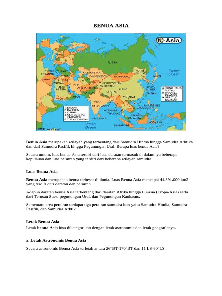 Luas dan Letak Benua Asia | PDF