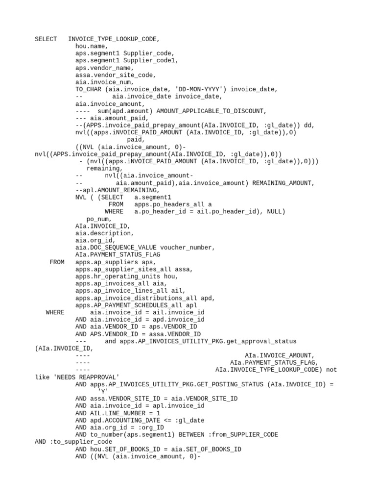 Supplier Balance Script 1 | PDF