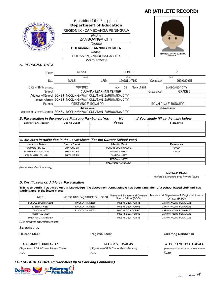 Athlete Participation Records for Lionel Messi | PDF | Clinical Medicine | Diseases And Disorders