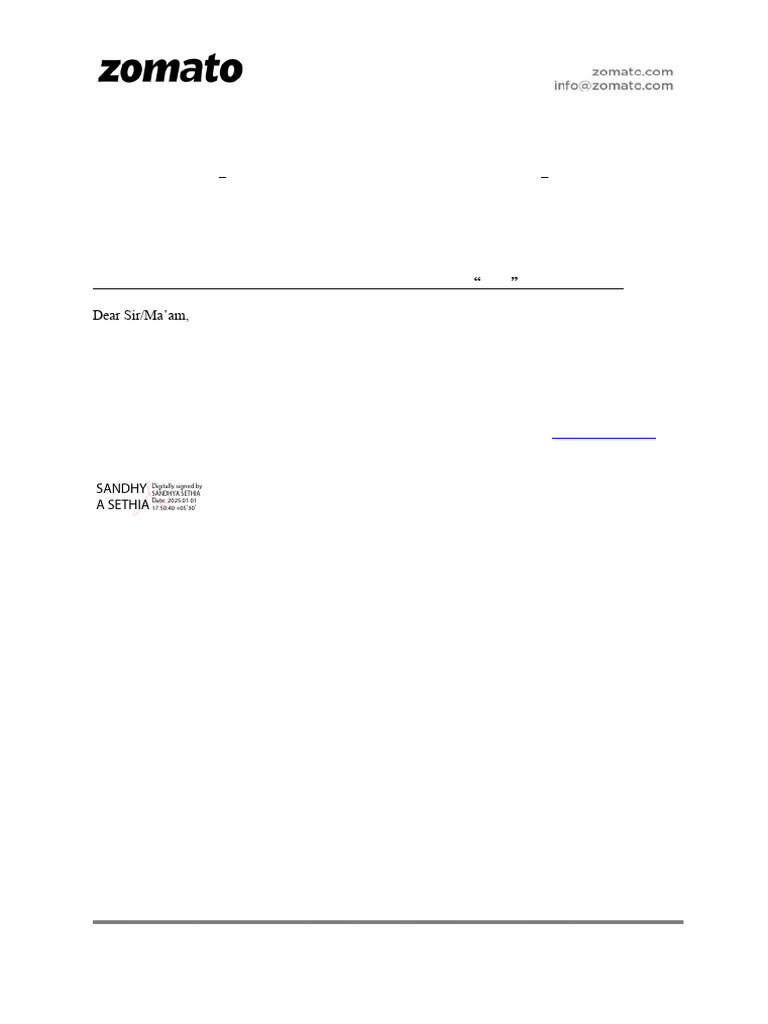 Zomato RTA Name Change Notification | PDF | Corporations