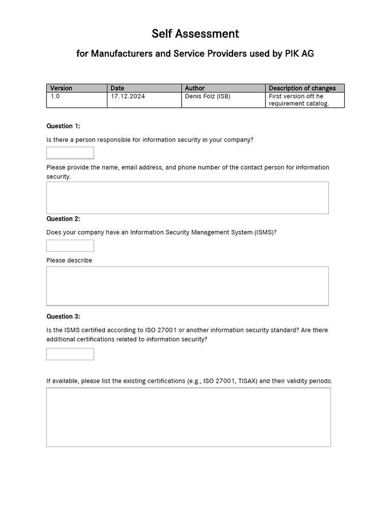 Self_Assessment_Manufacturers_and_Service_Providers | PDF