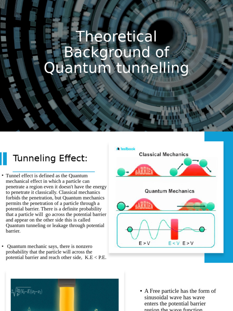 Theoretical Background of Quantum Tunnelling | PDF